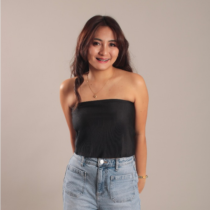 Calliah Solid Tube Top Plisse | Shopee Philippines