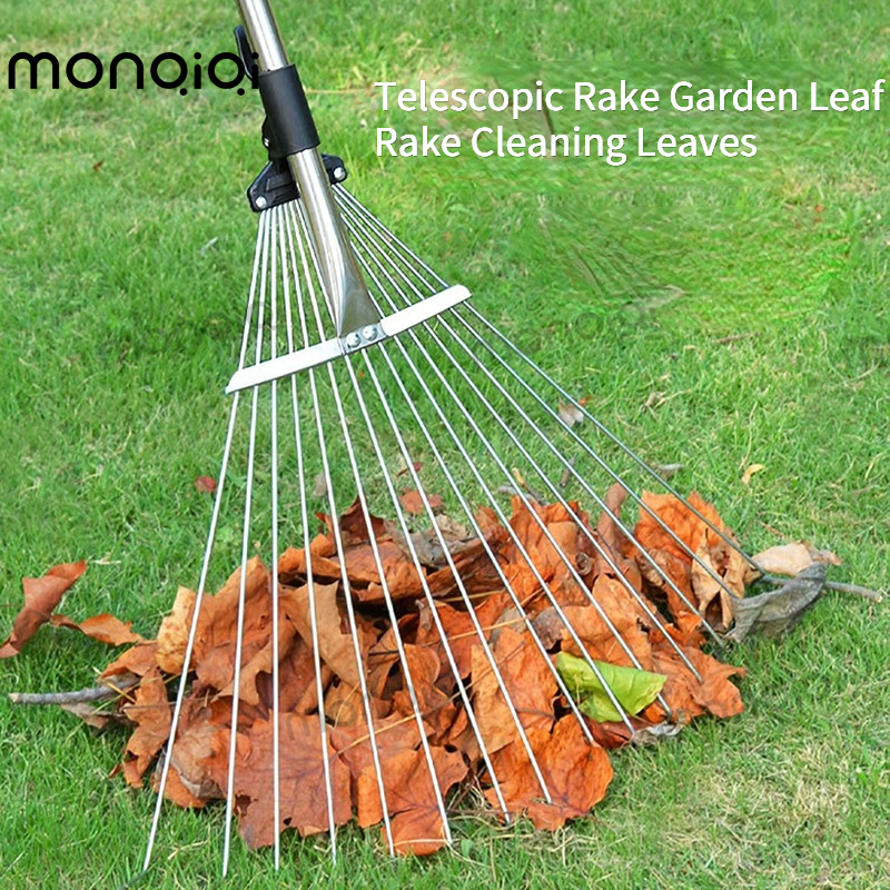 Telescopic Rake Garden Grass rake, garden leaves, withered leaves, and ...