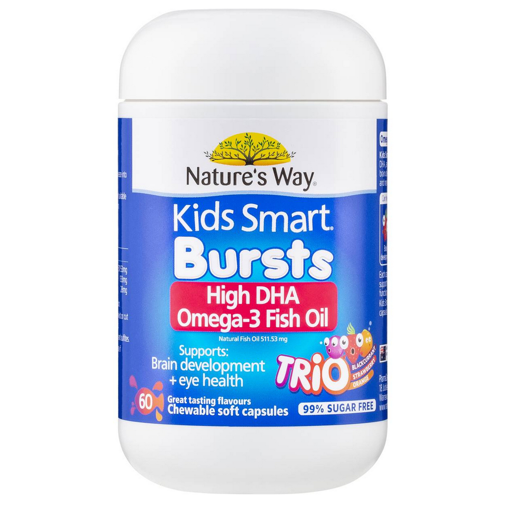 Nature's Way Kids Omega-3 Fish Oil Smart Trio 60 Chewable Soft Capsules ...
