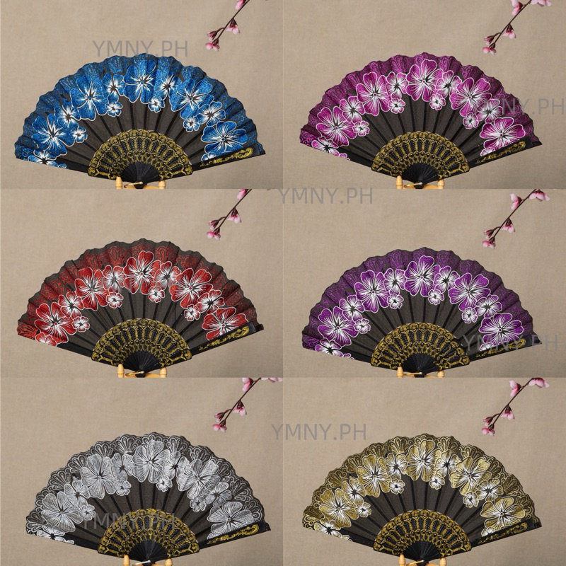 1PCS/Black Handle Pamaypay O Abanico Flower/Floral Designs with ...