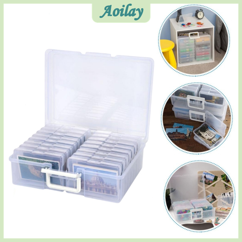 16 Slots Box Card Organizer Clear Small Storage Case Containers Large ...