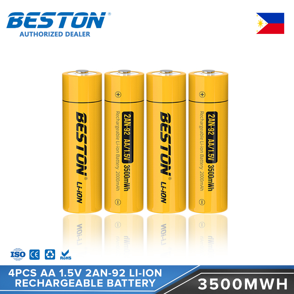 Beston Original Rechargeable Battery AA 1.5V Li-ion 3500mWh 4pcs Cells ...