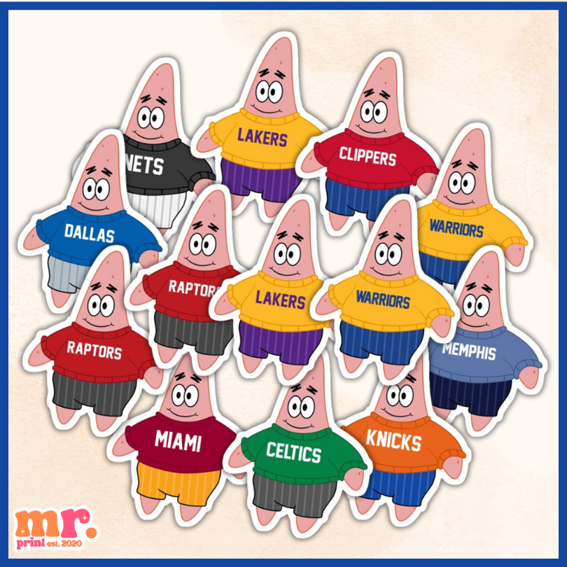 PATRICK STAR NBA TEAMS VOL 1 STICKERS WATERPROOF STICKERS FOR TUMBLER ...