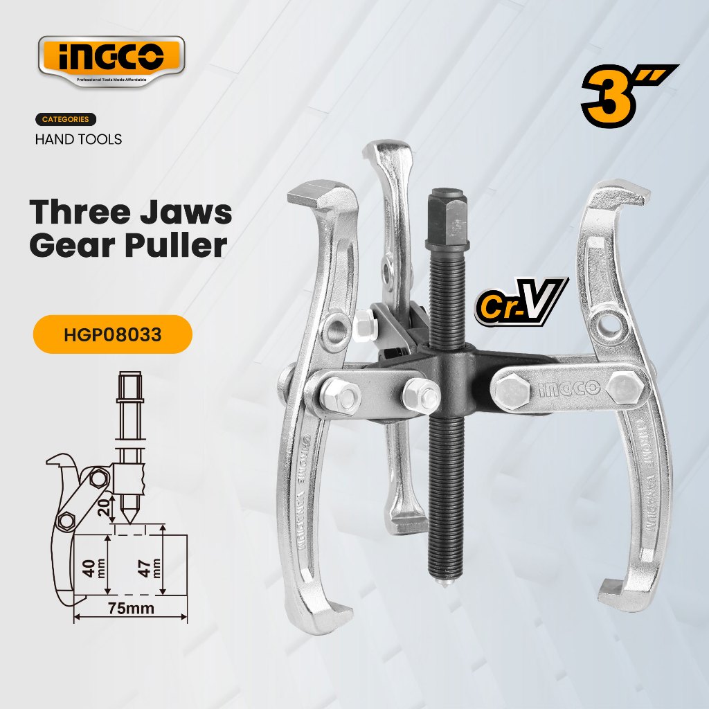 Ingco Industrial Three Jaws Gear Puller 3" CR-V HGP08033 IHT | Shopee ...