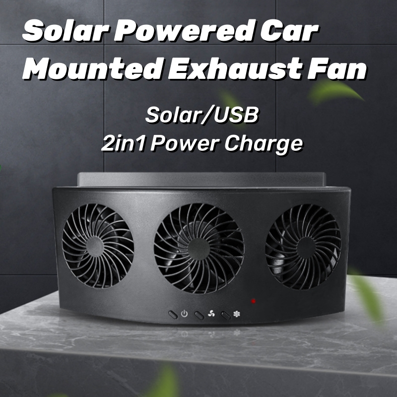 3 Fans Solar powered car exhaust fan In car circulating fan Car exhaust ...