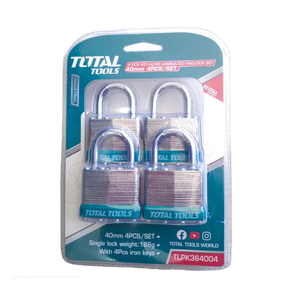 TOTAL 4Pcs key-alike laminated padlock set 40mm TLPK364004 | Shopee ...