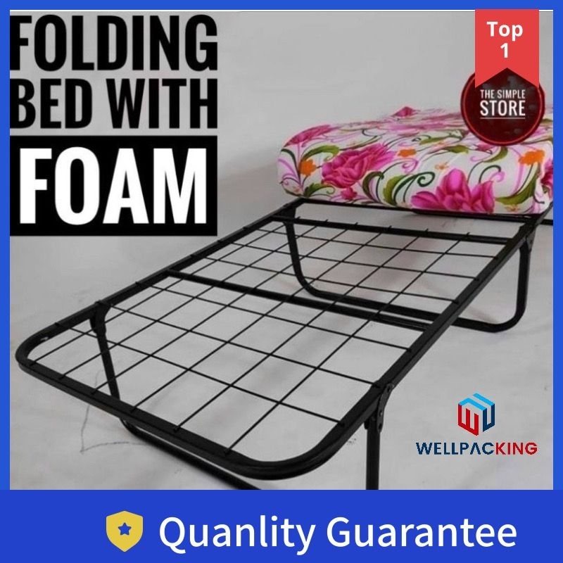 local Heavy duty folding bed with 2 inches foam more design | Shopee ...