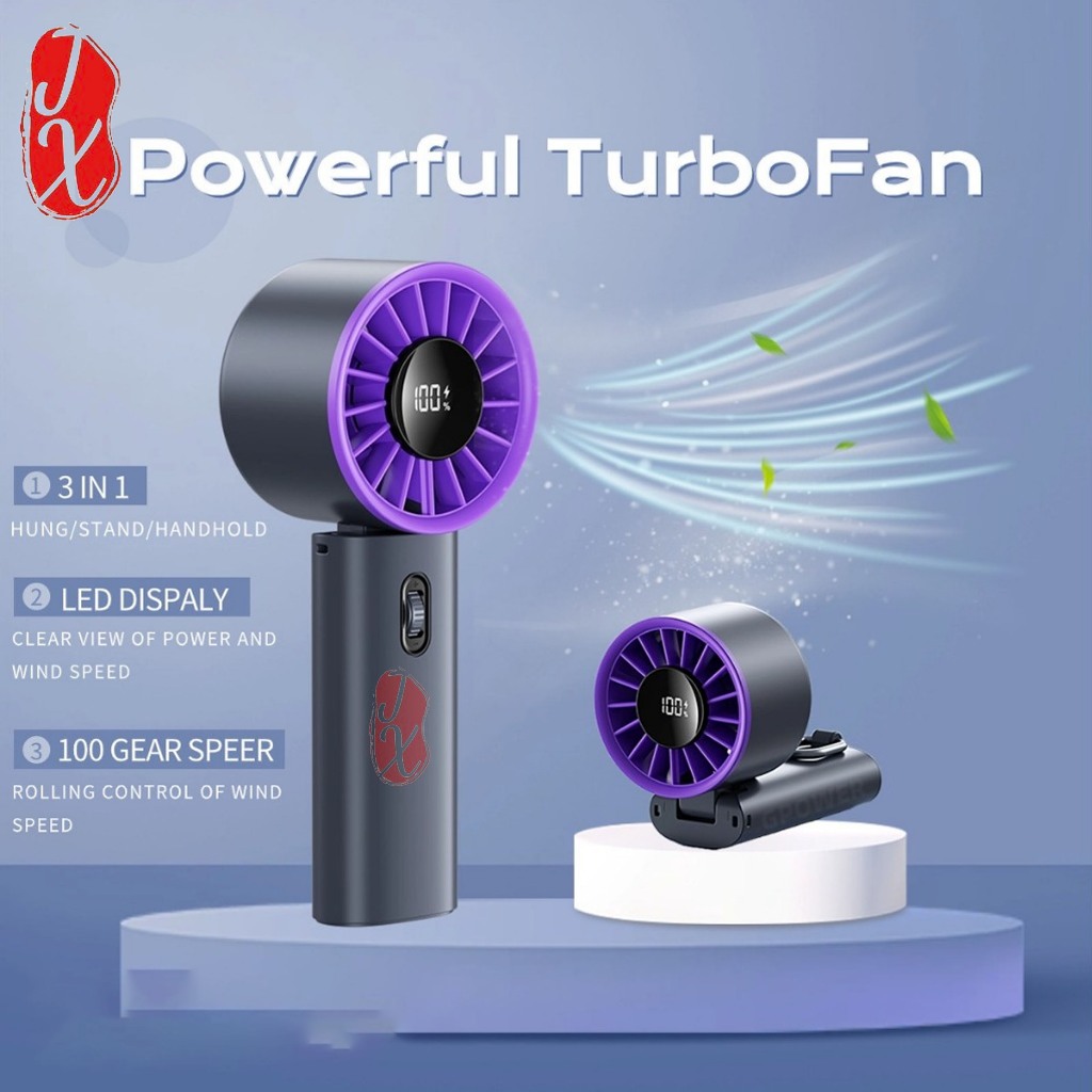 Mini Handy Fan Portable USB Rechargeable Turbo Fan With LED Display 100 ...