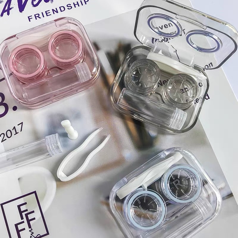 Contact Lens Case Transparent No Screw Cap Cute Portable Convenient ...