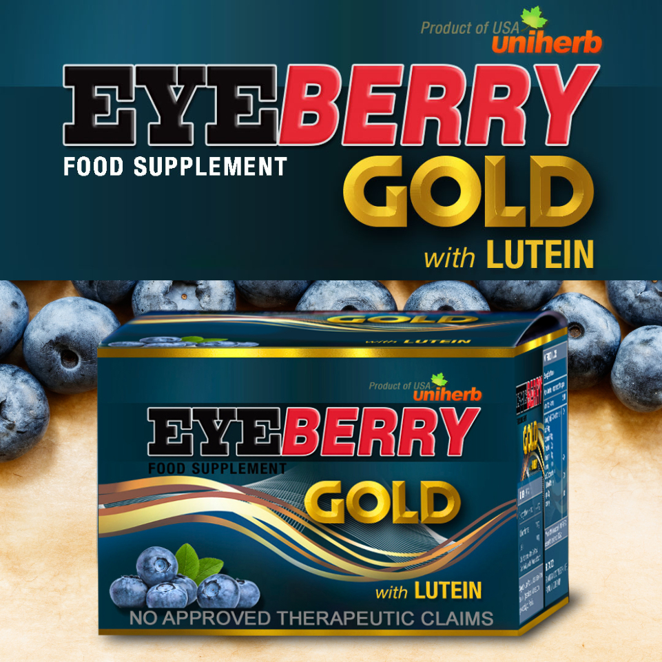 EYEBERRY GOLD with LUTEIN Food Supplement (50 and 100 capsules ...