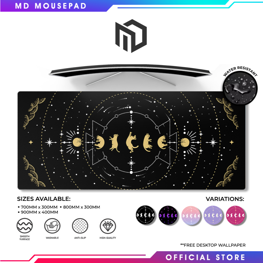 MD Mousepad | Neko Moon | Extended Large Gaming Mouse pad Deskmat ...