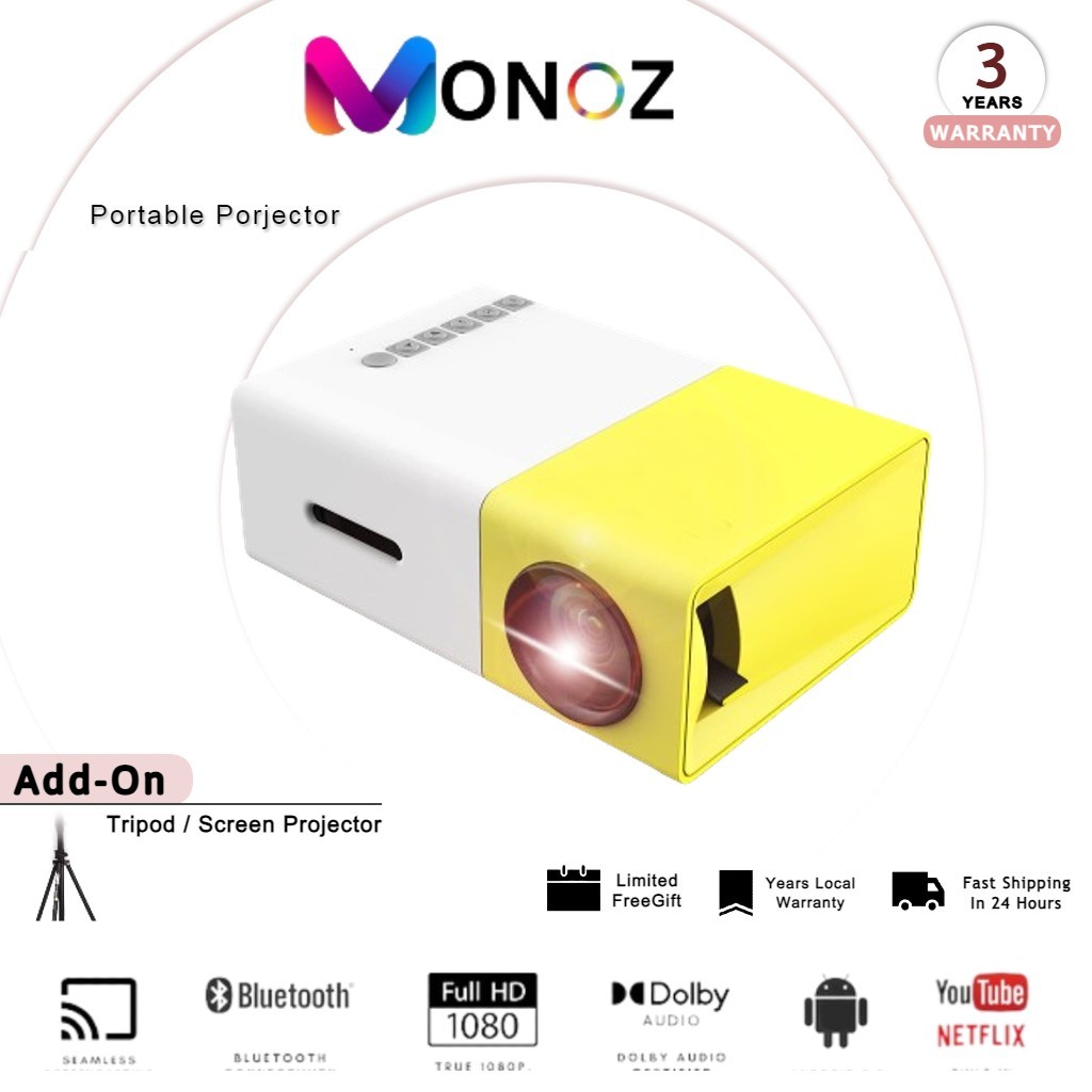 Y300 Portable Mini Projector 1000 Lumens HD Micro Y300 Mini Projector ...