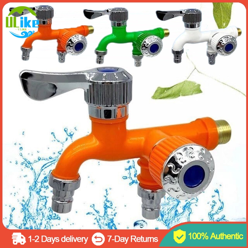 Dual Control Double Outlet Water Tap 1/2 Universal Interface Washing ...