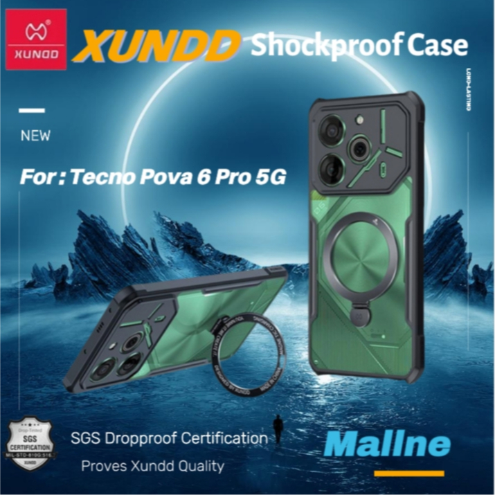 Tecno Pova 6 Pro 5G XUNDD Beetle Magnetic case With Holder Shockproof Anti-Fall Airbag Case ...