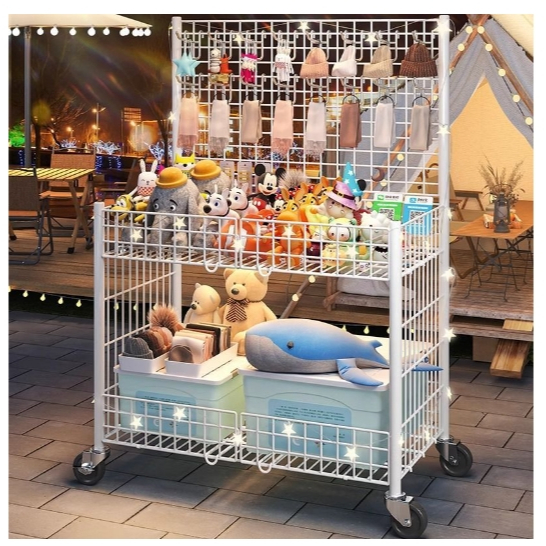 2 layer cart basket rack push cart trolley heavy duty portable booth ...