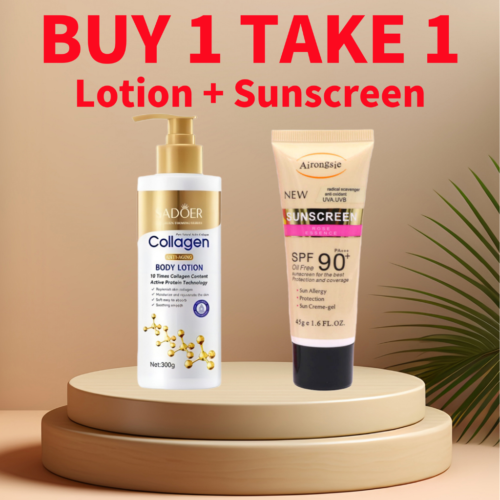 【BUY 1 TAKE 1】300g Collagen Whitening Lotion + 45g Whitening Sunscreen ...