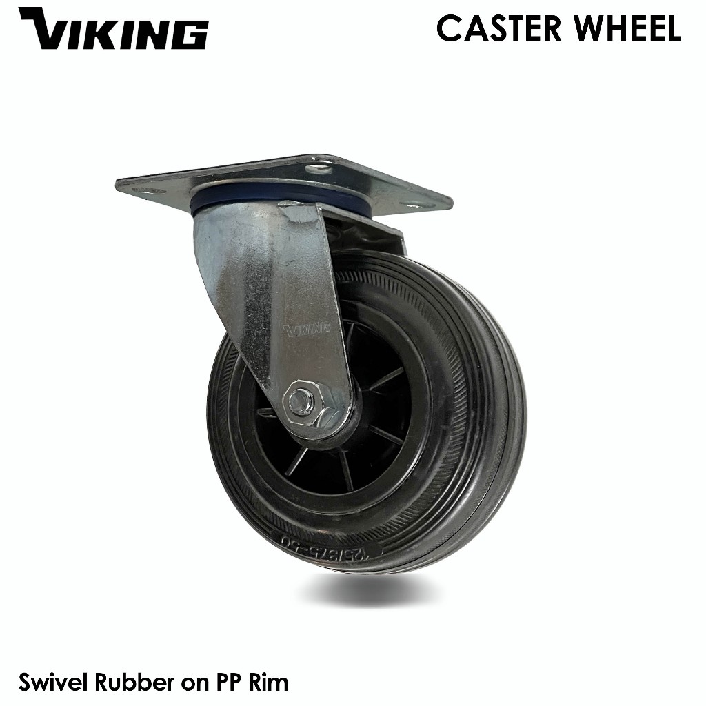 VIKING CASTER WHEEL Rubber on PP Rim 125mm Swivel and Fixed (price per ...