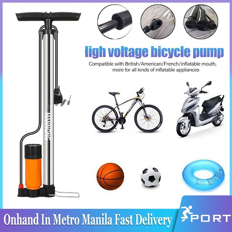 Bike Pump High Pressure Motorcycle Pump 160 PSI Bicycle Manual Type ...