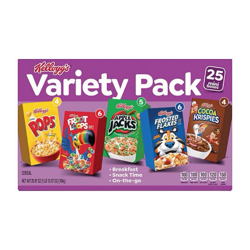 Kellogg's Assorted Variety Cereals Pack - 25 mini boxes | Shopee ...
