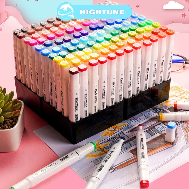 HIGHTUNE 80 Colors Marker Set for Art Students Dual Tip Color Alcohol ...