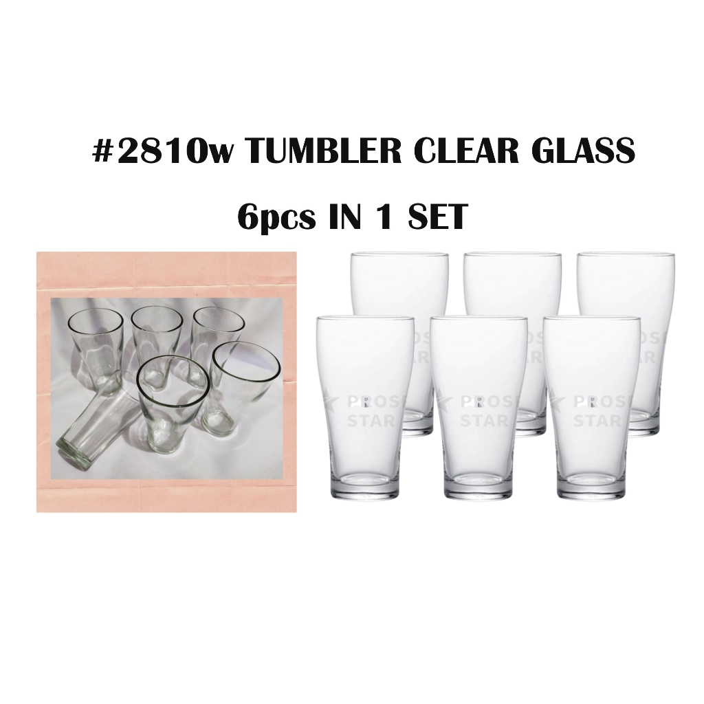JHS 6PCS TUMBLER BASO CLEAR #2810 everyday glass transparent 9oz juice ...