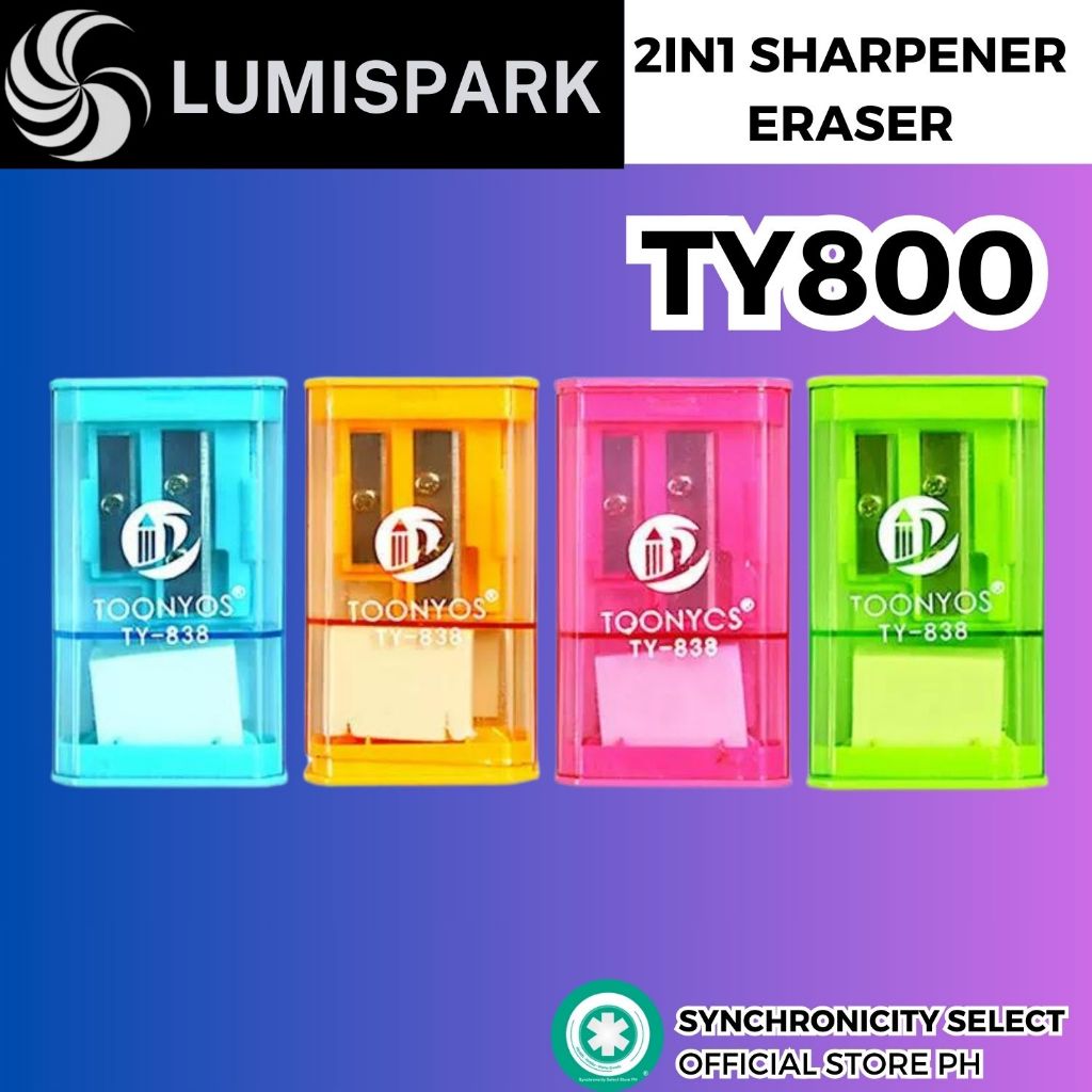 TY800 2in1 Sharpener Eraser 2 Hole 3 Hole Pencil Sharpener for School ...