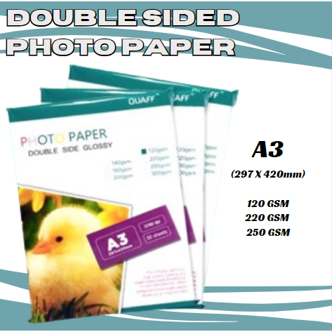 A3 Size QUAFF Double Sided Glossy Photo Paper 120gsm | 220gsm | 250gsm ...