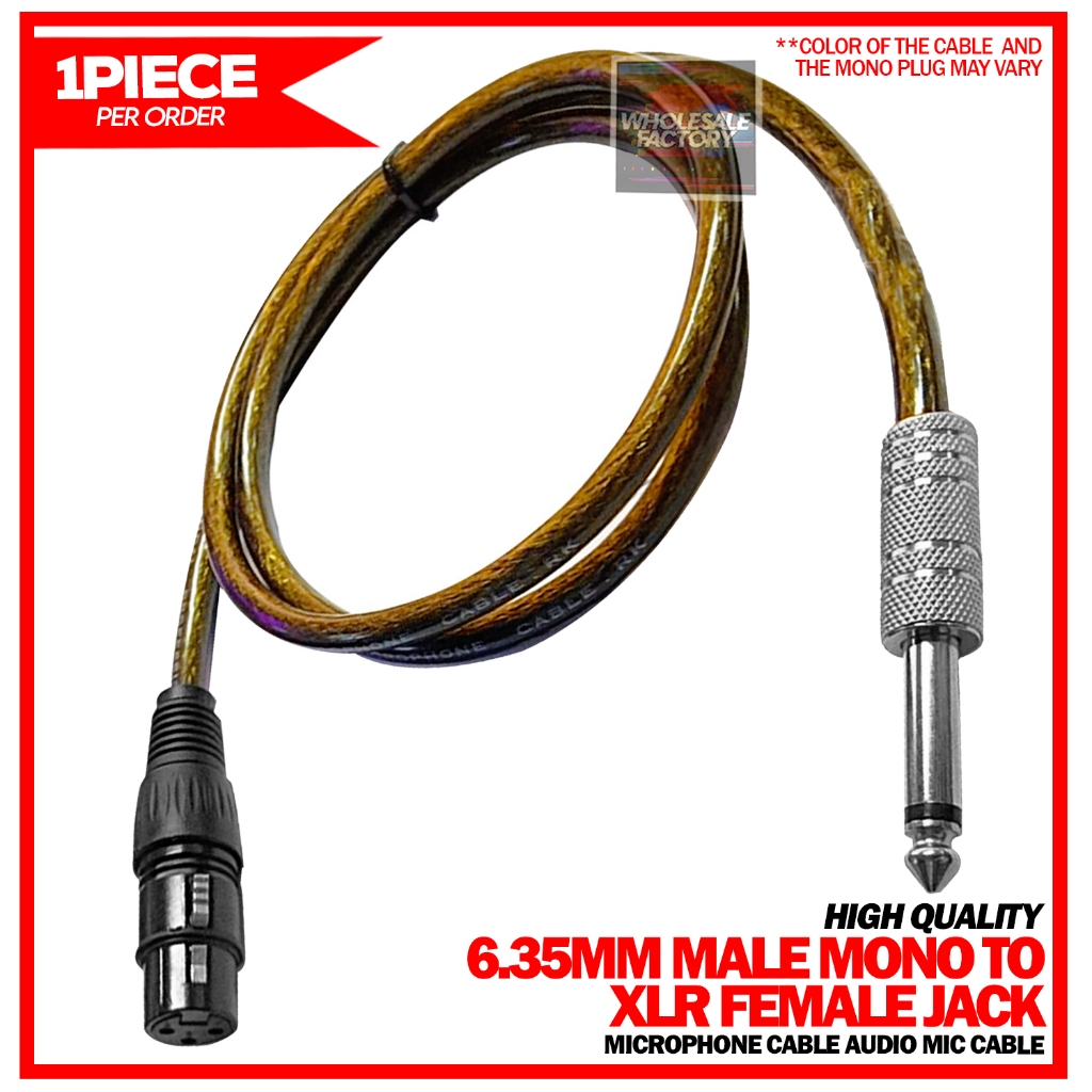 6.35mm Male Mono to XLR Female Microphone Cable Audio Mic Cable High ...