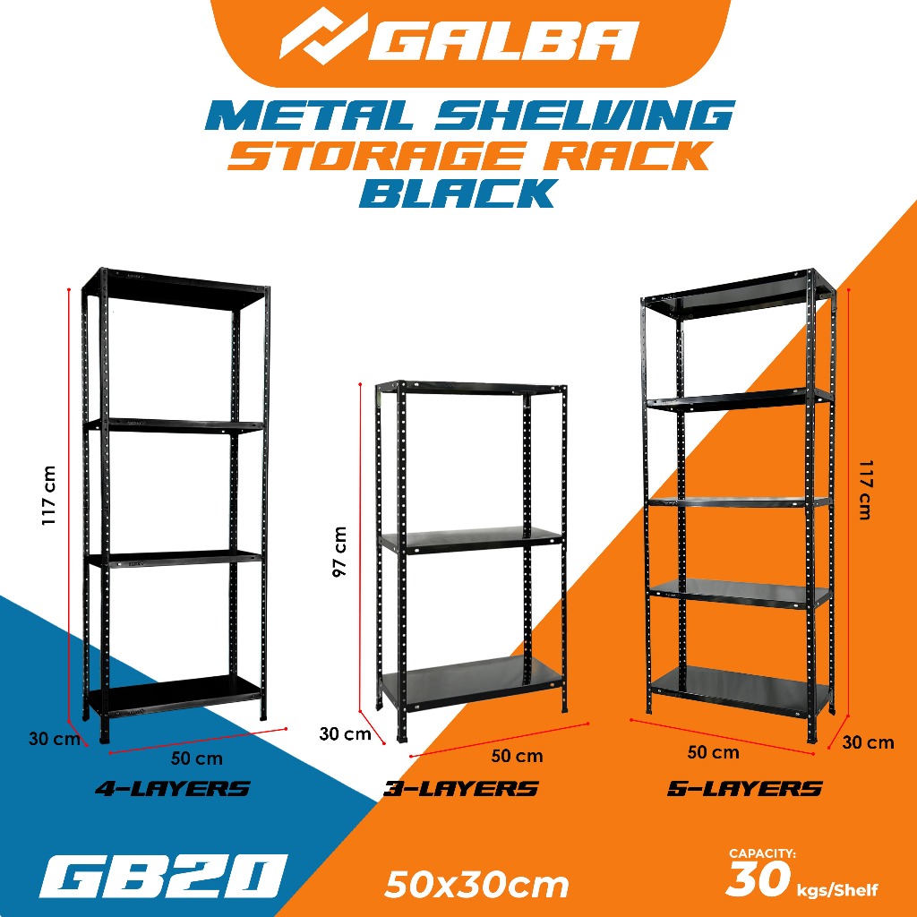 GALBA All Metal Storage Shelving GB Adjustable 5 Layer Steel Rack ...