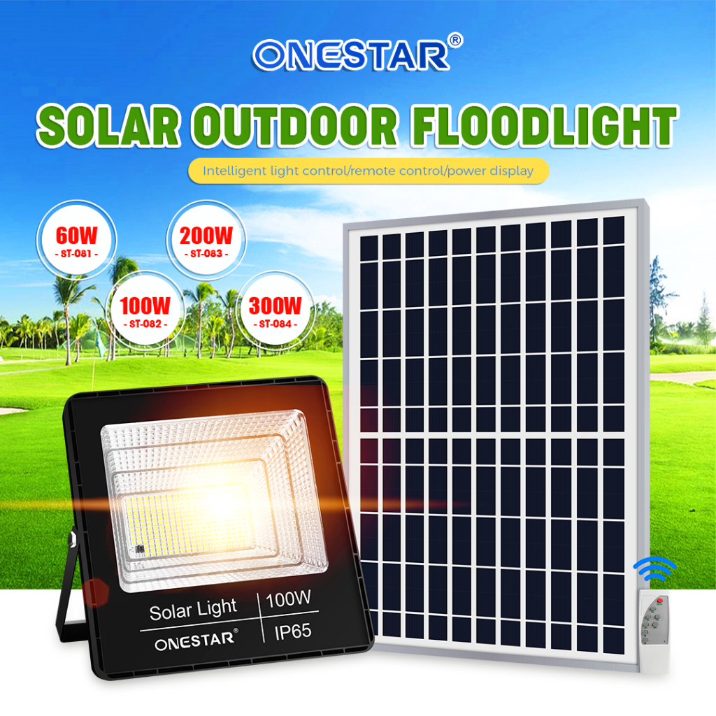 Onestar Solar Flood LED Light IP65 60W 200W Outdoor Street Lamp ...