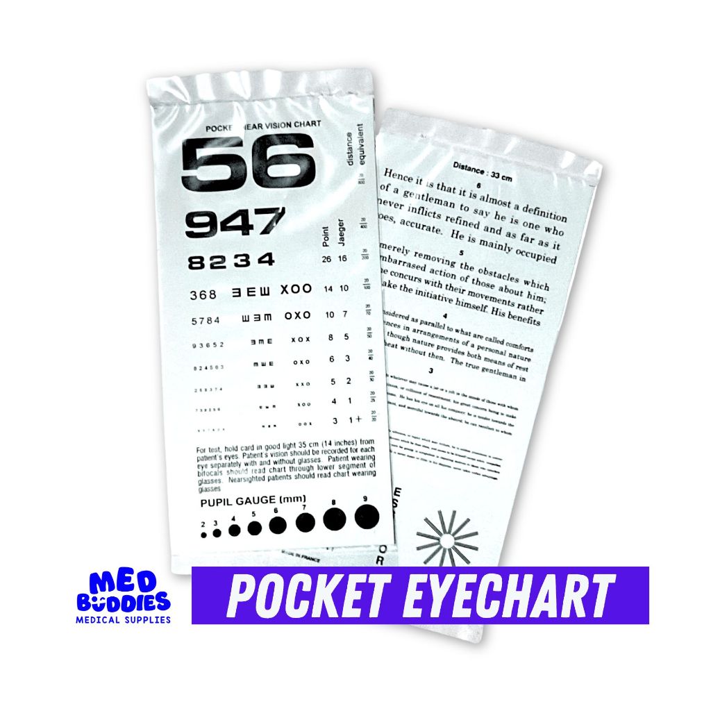 Pocket Eye Chart Test | Jaeger Rosenbaum Snellen Eyechart | Plastic or ...
