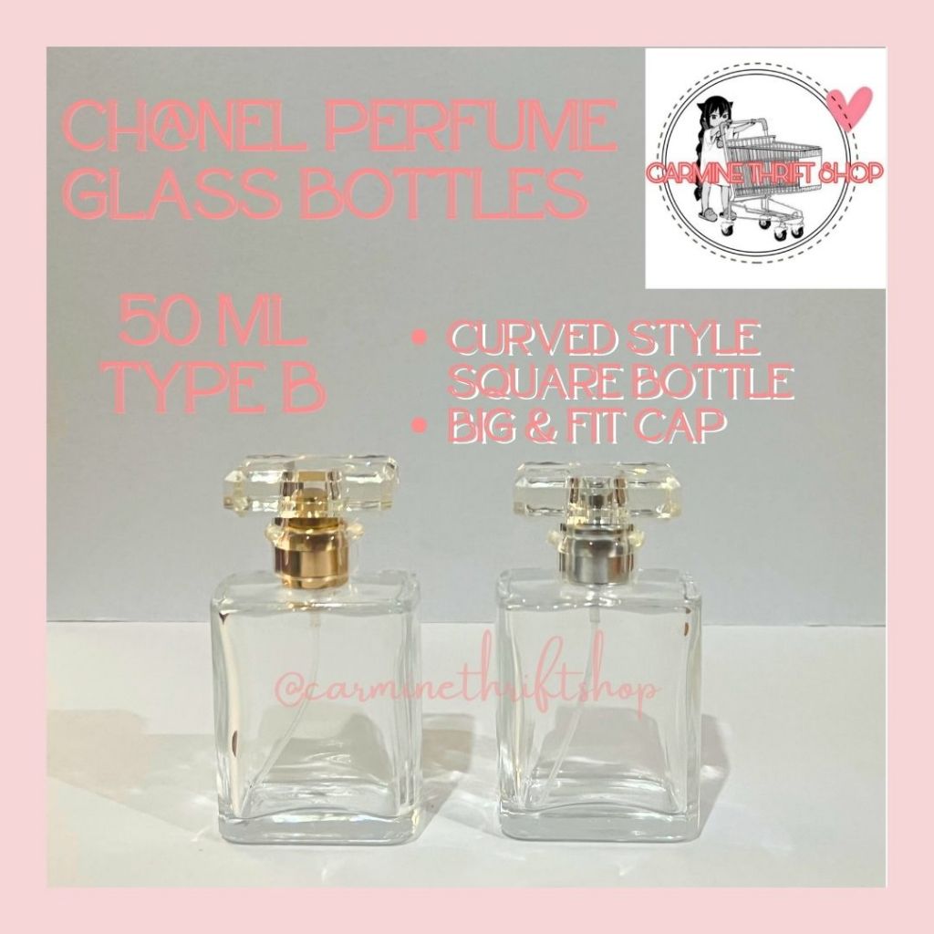 10PCS 50ML TYPE B CH-NEL GLASS SQUARE SPRAY BOTTLES ELEGANT PERFUME ...