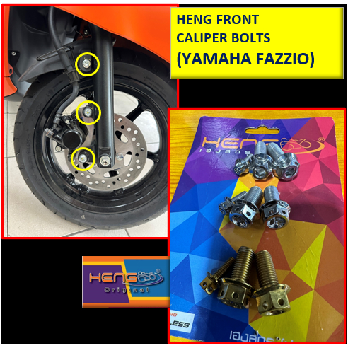 HENG Original Front Caliper Bolts for YAMAHA FAZZIO (sold as set)(3pcs ...