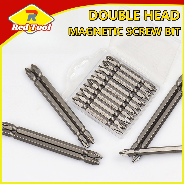Redtool 1Pcs Magnetic Phillip Screw Bit Double Head 1/4" x PH2 x 65mm ...