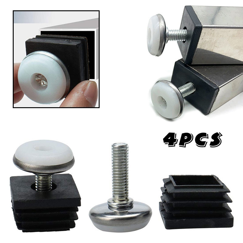 4pcs Table Desk Adjustable Leveling Foot,Plastic Metal Square Tube ...