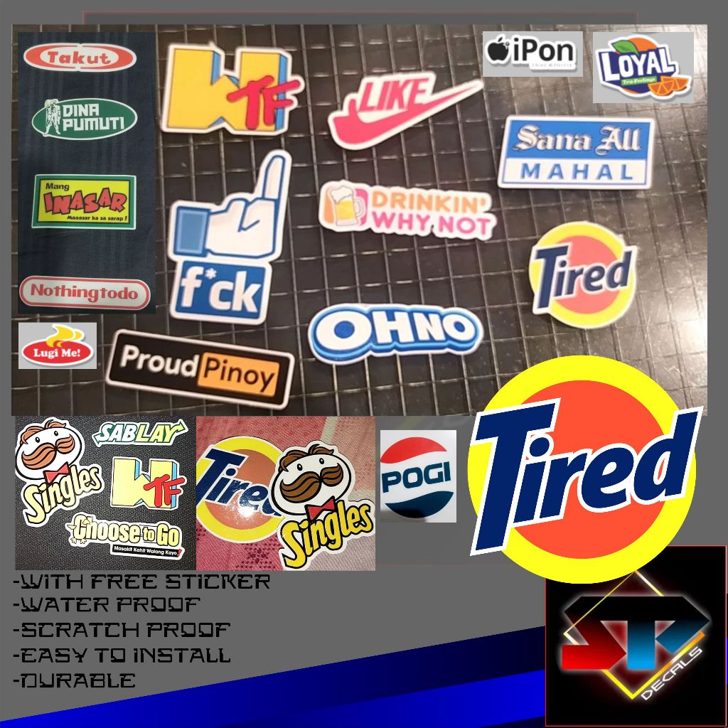 Spoof Brand Logo Printed Vinyl precut Sticker glossy laminated durable ...