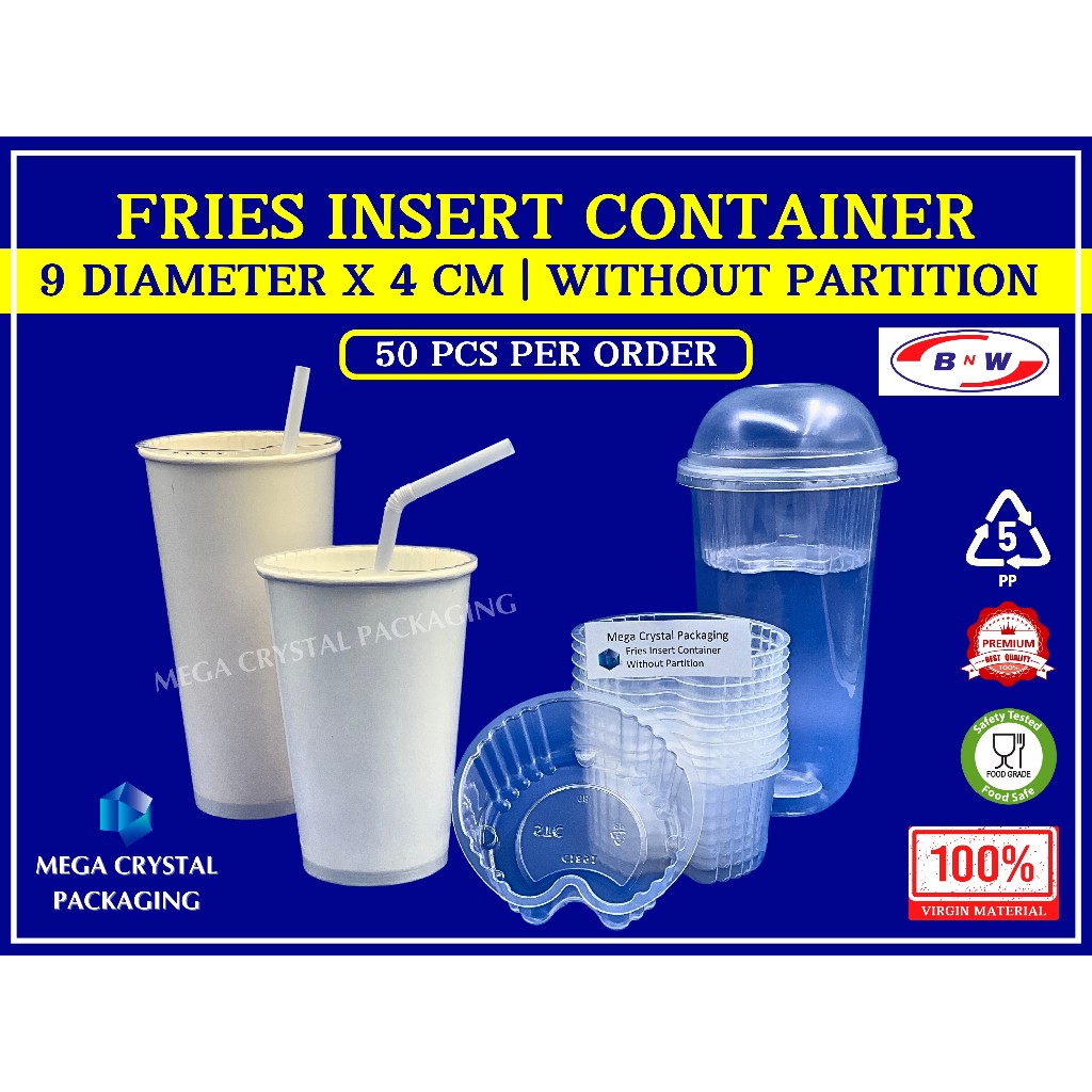 [ 50 Pcs ] Fries Insert Container without Partition Clear Only No Cup ...