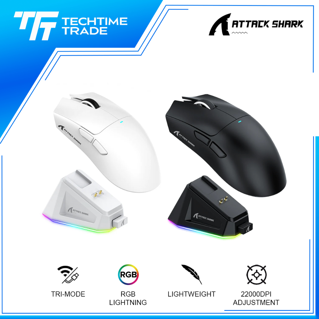 Attack Shark X11 Gaming Mouse with Magnetic RGB Charging Dock PixArt ...