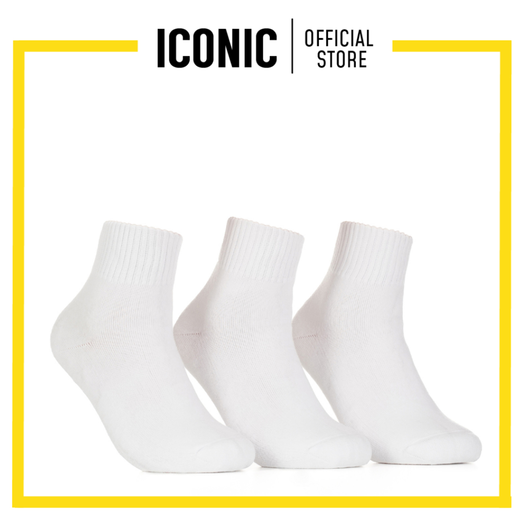 Iconic Socks WOMENS 3 in 1 White Color Athletic Mid Length Sports Socks ...
