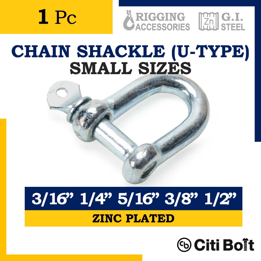 1pc Chain Shackle (U-Type) / G.I. D-Shackle 3/16" 1/4" 5/16" 3/8" 1/2 ...