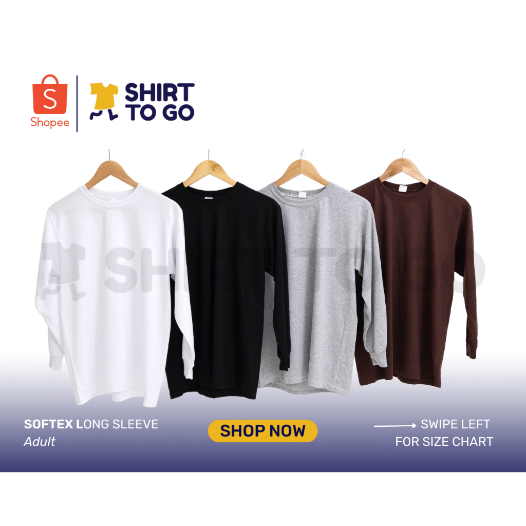 SOFTEX Cotton LONG SLEEVE for Men and Womens BROWN,BLACK,WHITE | Shopee ...
