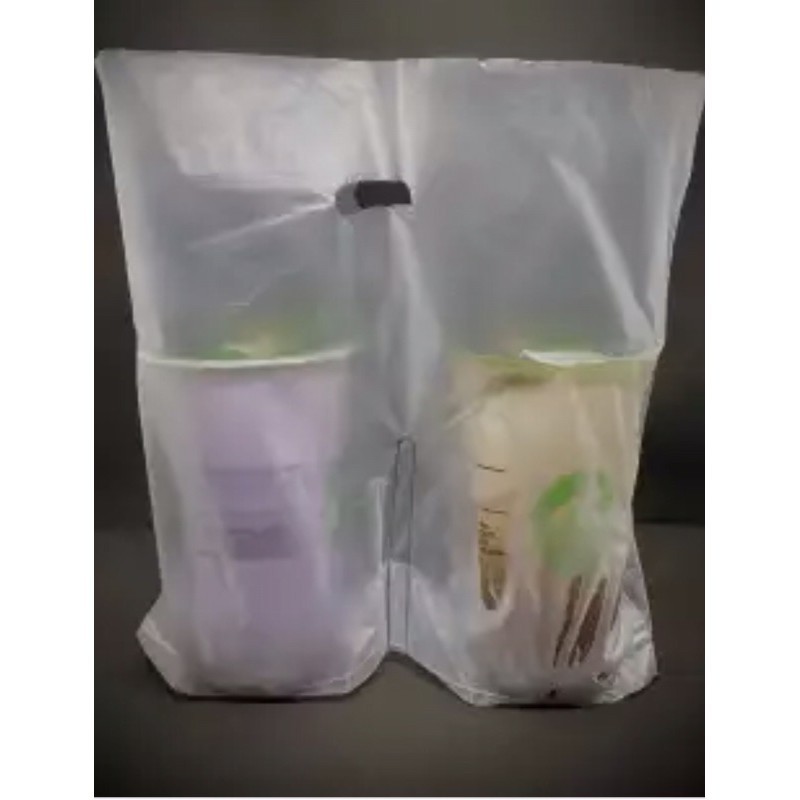 100pcs THICK Milk Tea Plastic Bag Carrier bag Single / Double Take out ...