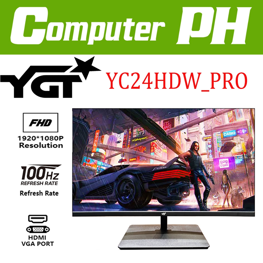 YGT YC24HD Pro 100Hz Flat 24 inches Frameless LED IPS Monitor Gaming ...
