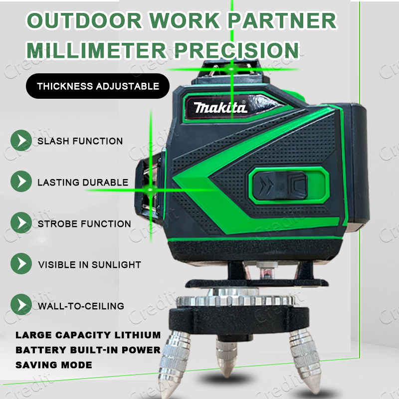 16 Line 4D Laser Level Green Light Self-Leveling 360° Rotary Cross Auto ...