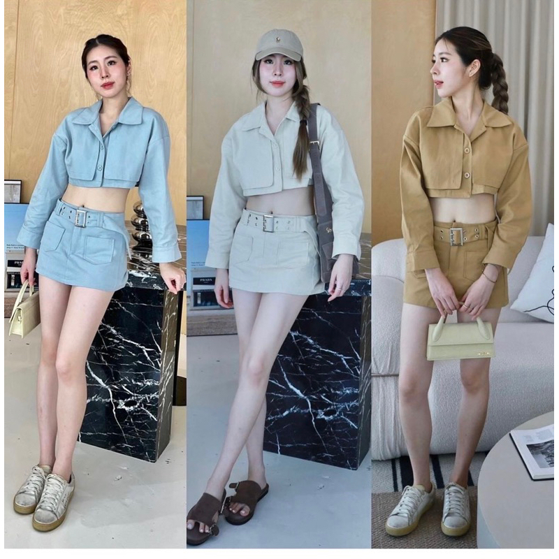 RRX CropTop Longsleeve Terno Mini Skirt # 7312 | Shopee Philippines