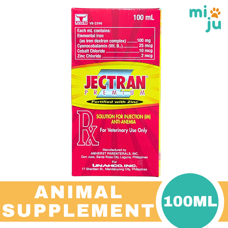Jectran Premium 100ml Fortified With Zinc (Univet) - For Animal Use ...