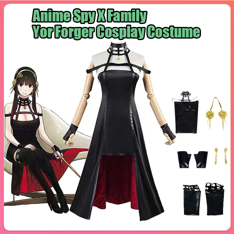 Spy X Family Yor Forger Cosplay Costumes Anime Black Long Dress ...