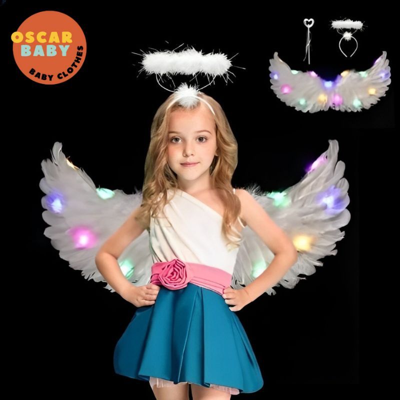 Oscarbaby Rainbow angel wings Girl Glow Princess Fairy feather prop ...