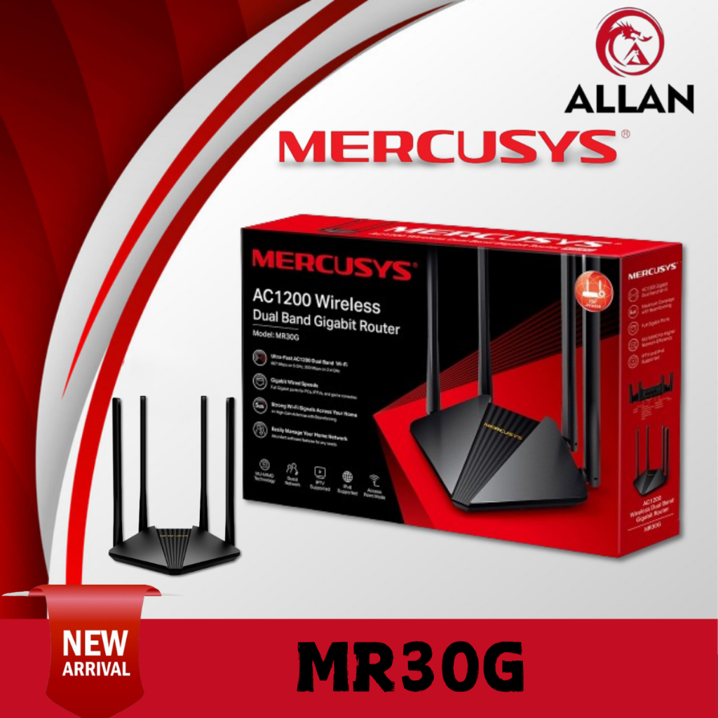 ALLAN MERCUSYS MR30G AC1200 Wireless Dual Band Gigabit Router | Shopee ...