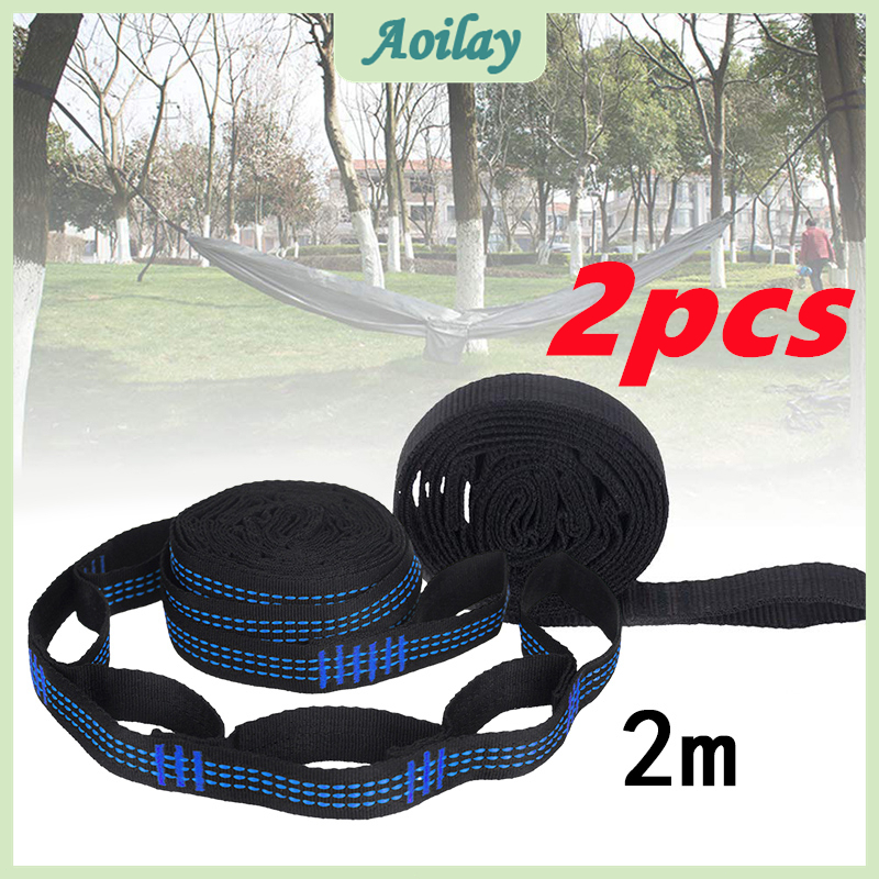 2Pcs 2M Adjustable Hammock Straps Nylon Camping Hanging Tree Hammock ...